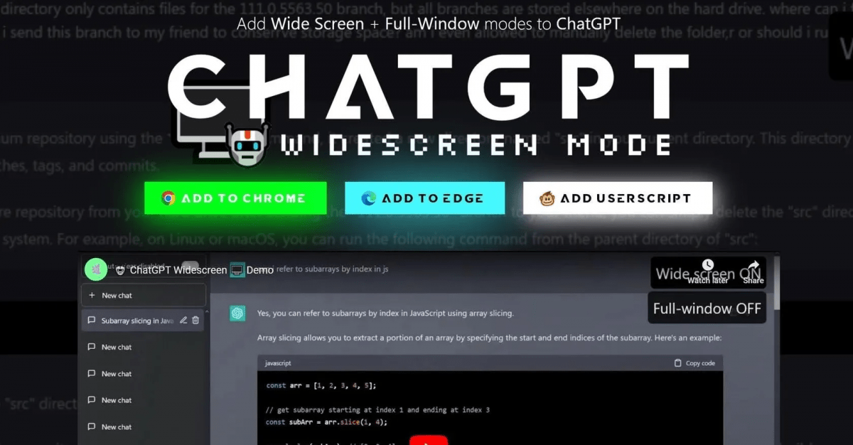 ChatGPT Widescreen Mode - Aitoolz.ru